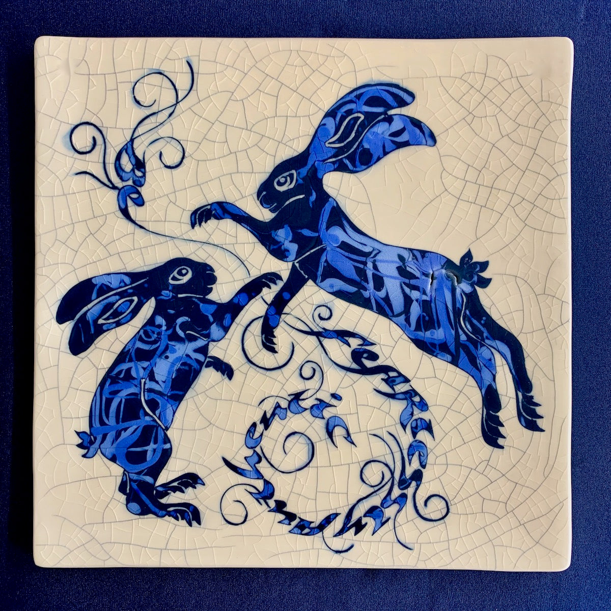 Boxing Hares - Square Greeting Card – Alchemy Tiles